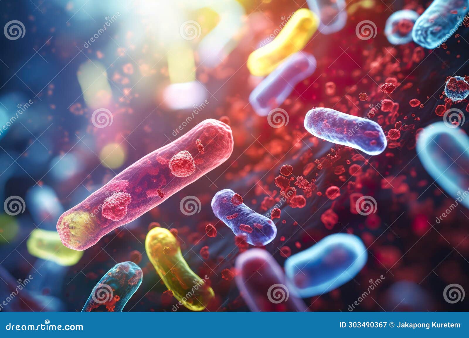 Probiotics Bacteria Biology Microorganisms Under Microscope Stock ...