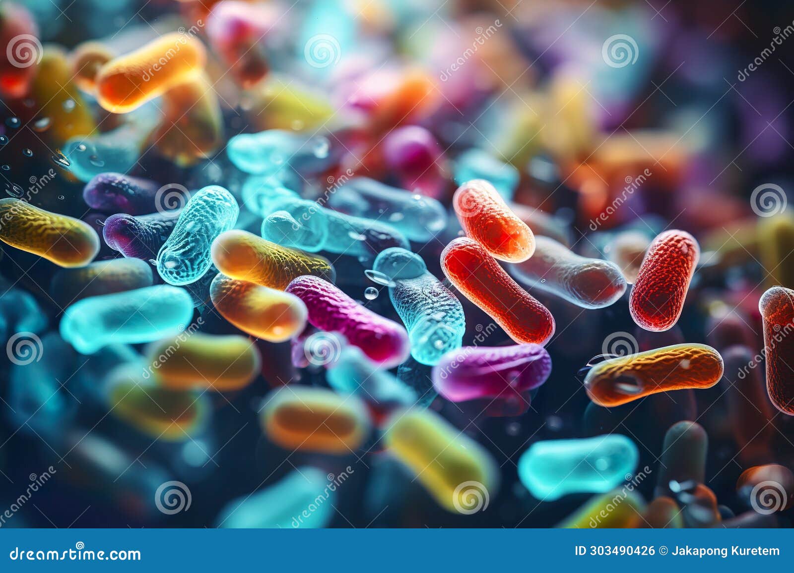 Probiotics Bacteria Biology Microorganisms Under Microscope Stock ...