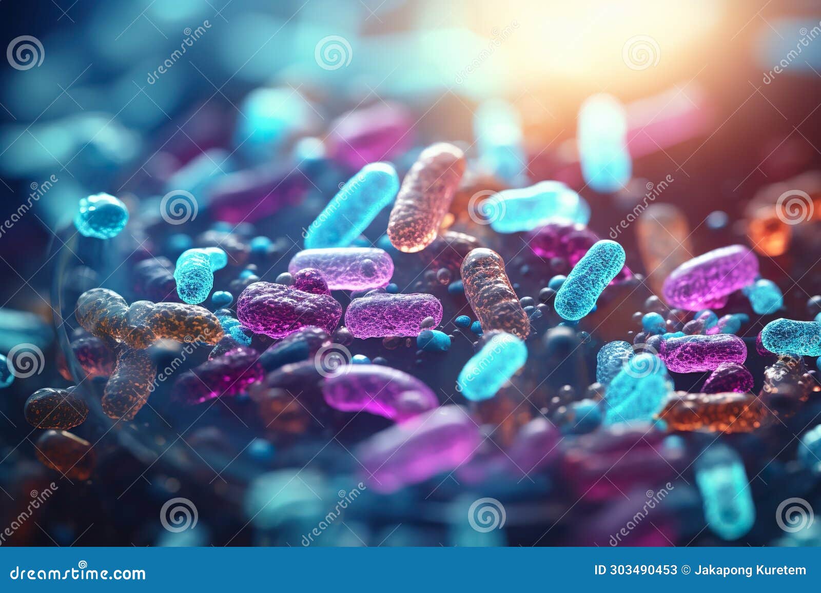 Probiotics Bacteria Biology Microorganisms Under Microscope Stock ...