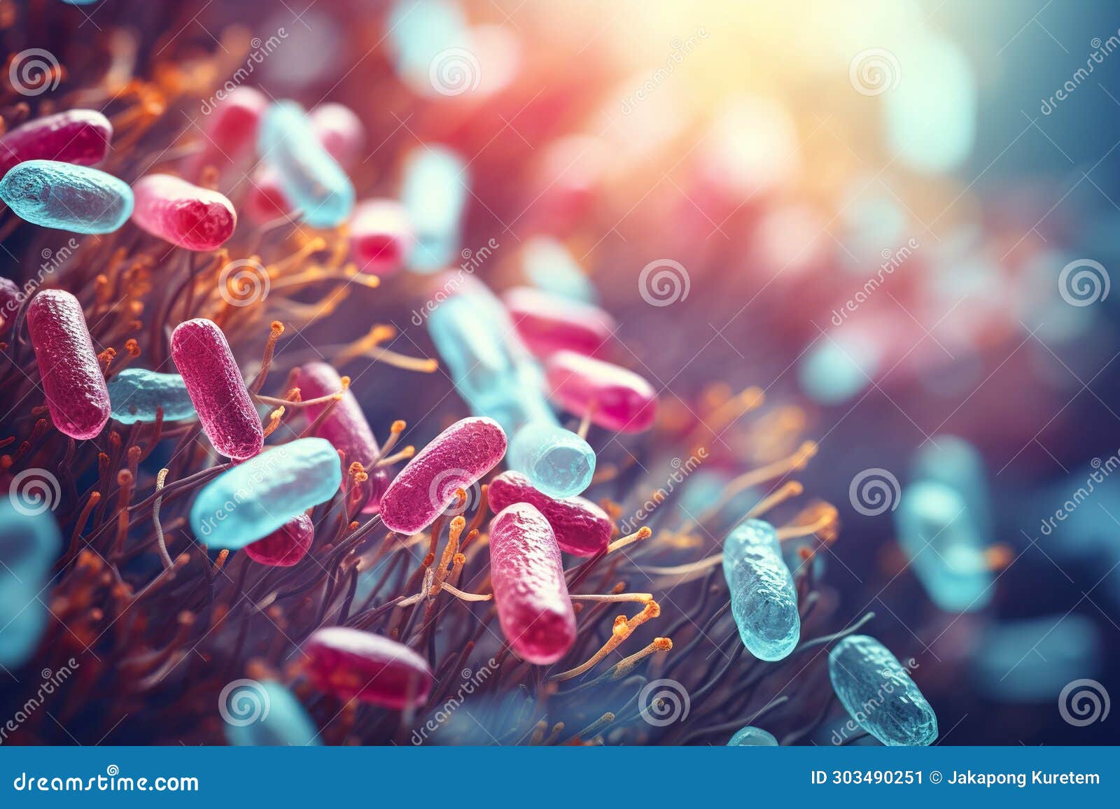 Probiotics Bacteria Biology Microorganisms Under Microscope Stock ...