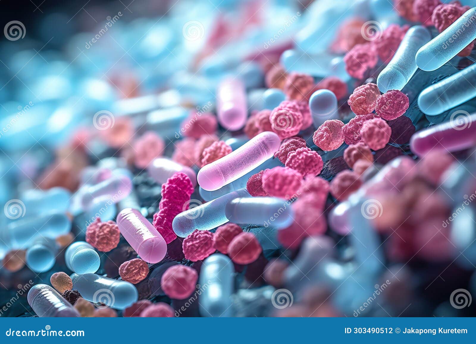 Probiotics Bacteria Biology Microorganisms Under Microscope Stock ...