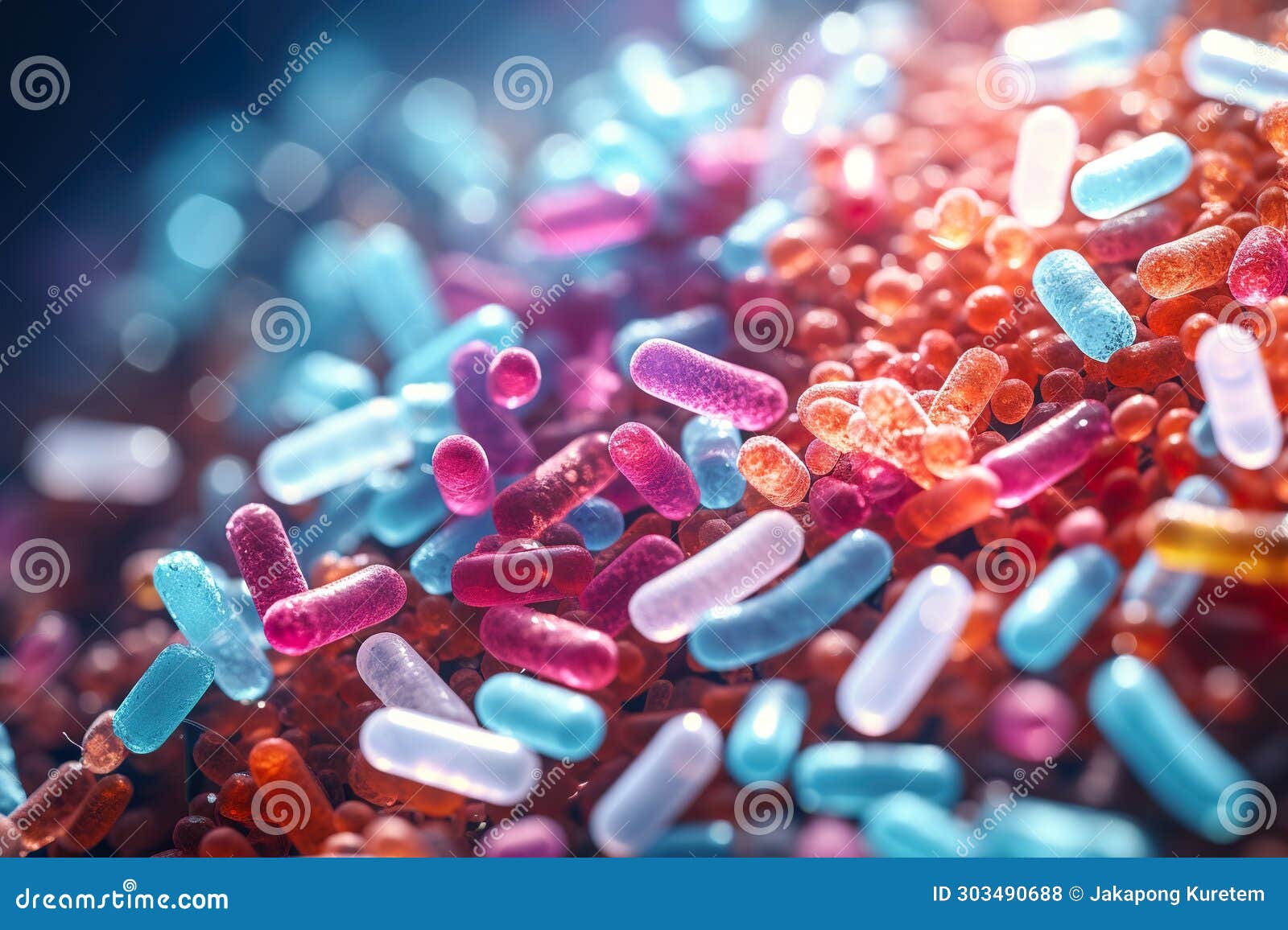 Probiotics Bacteria Biology Microorganisms Under Microscope Stock ...