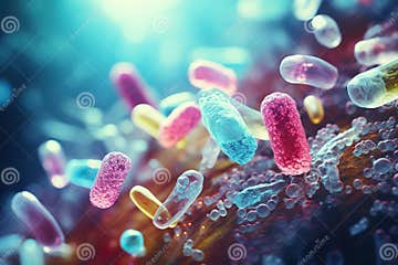 Probiotics Bacteria Biology Microorganisms Under Microscope Stock ...