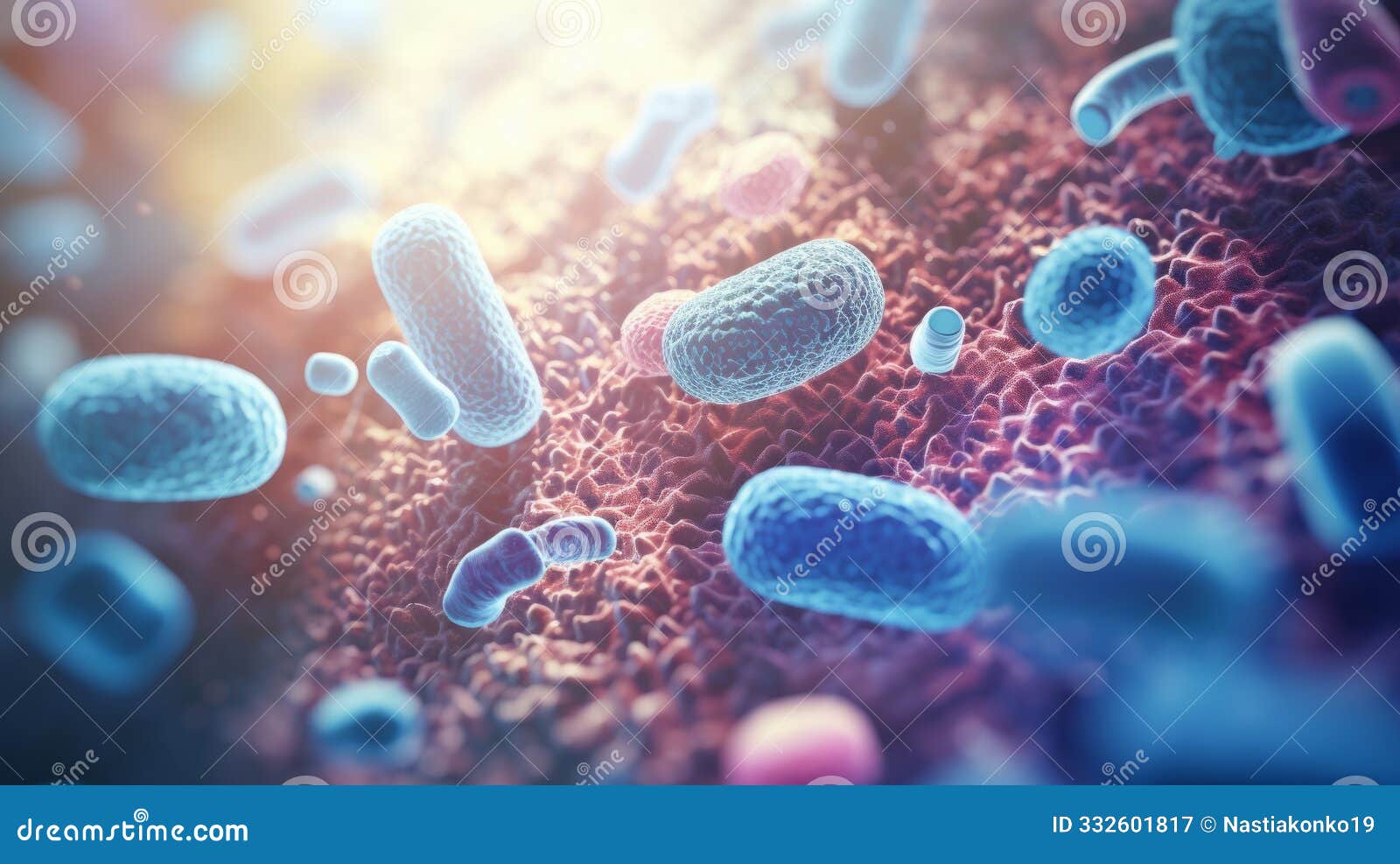 Probiotics Bacteria, Microflora. Microorganisms Under Microscope Stock ...