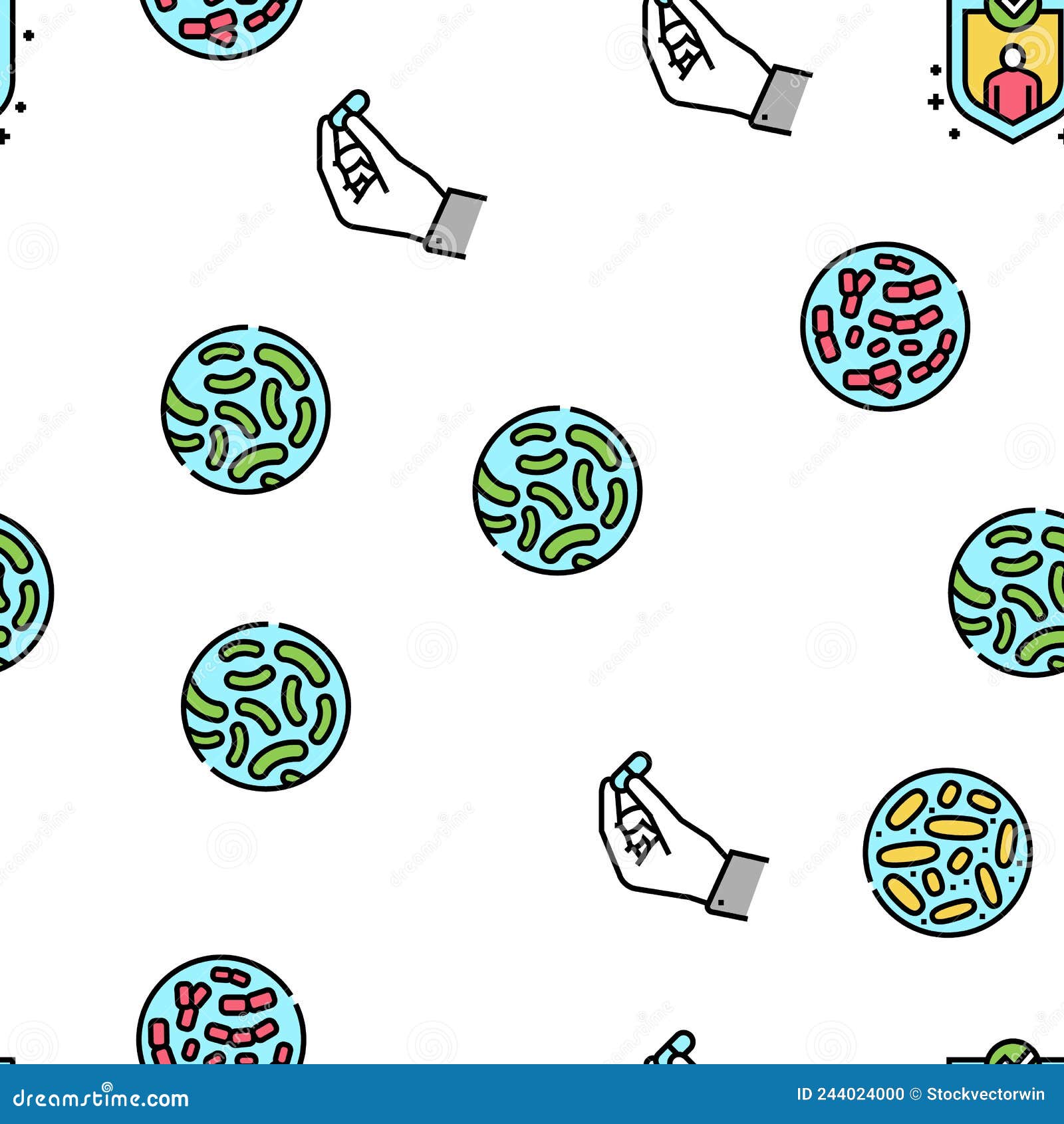 Probiotics Bacterium Vector Seamless Pattern Stock Illustration ...