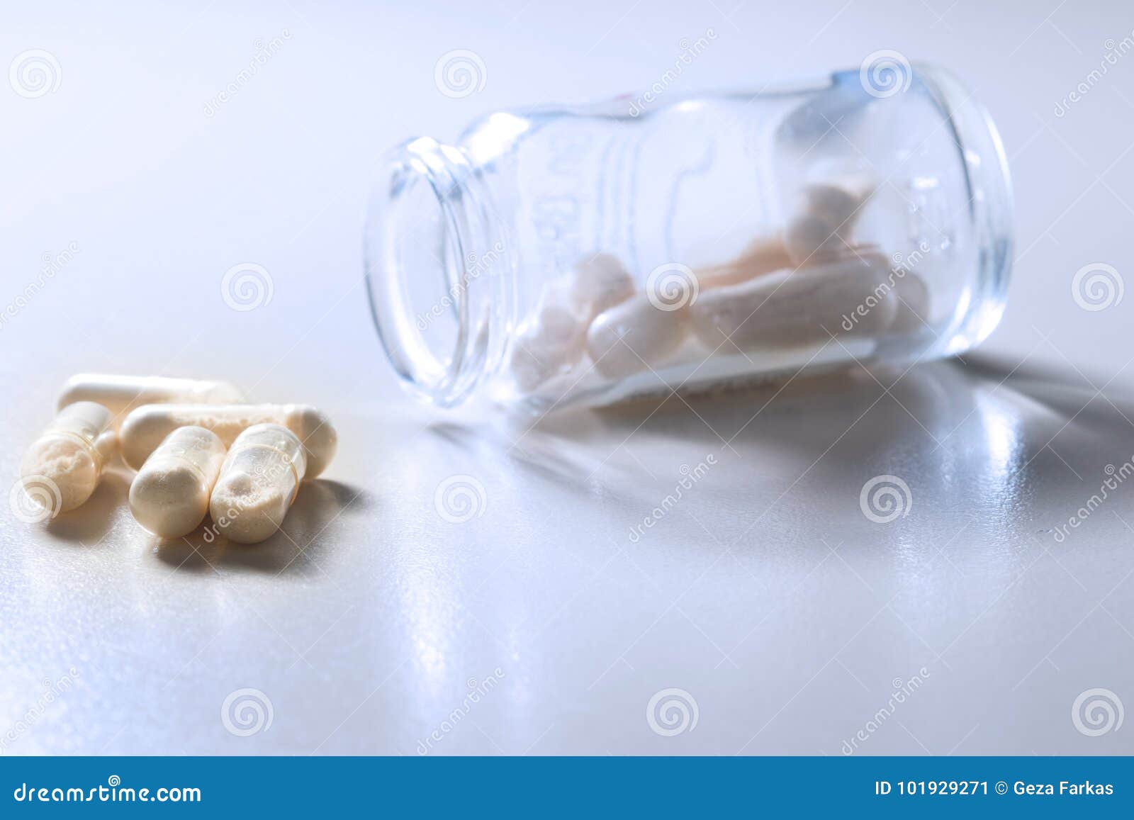 Probiotics Capsules on the Glass Bottle Stock Image - Image of simple ...