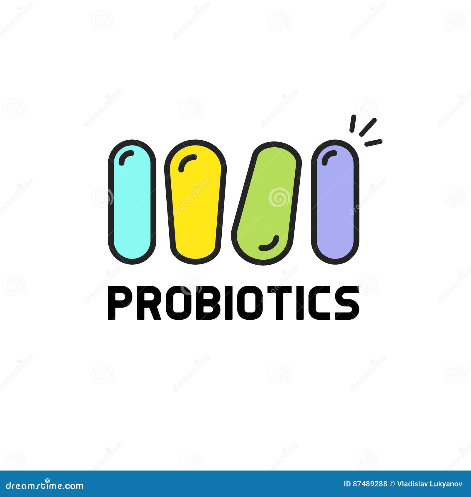 Probiotics Label Vector Illustration Contains Probiotic Colorful Logo
