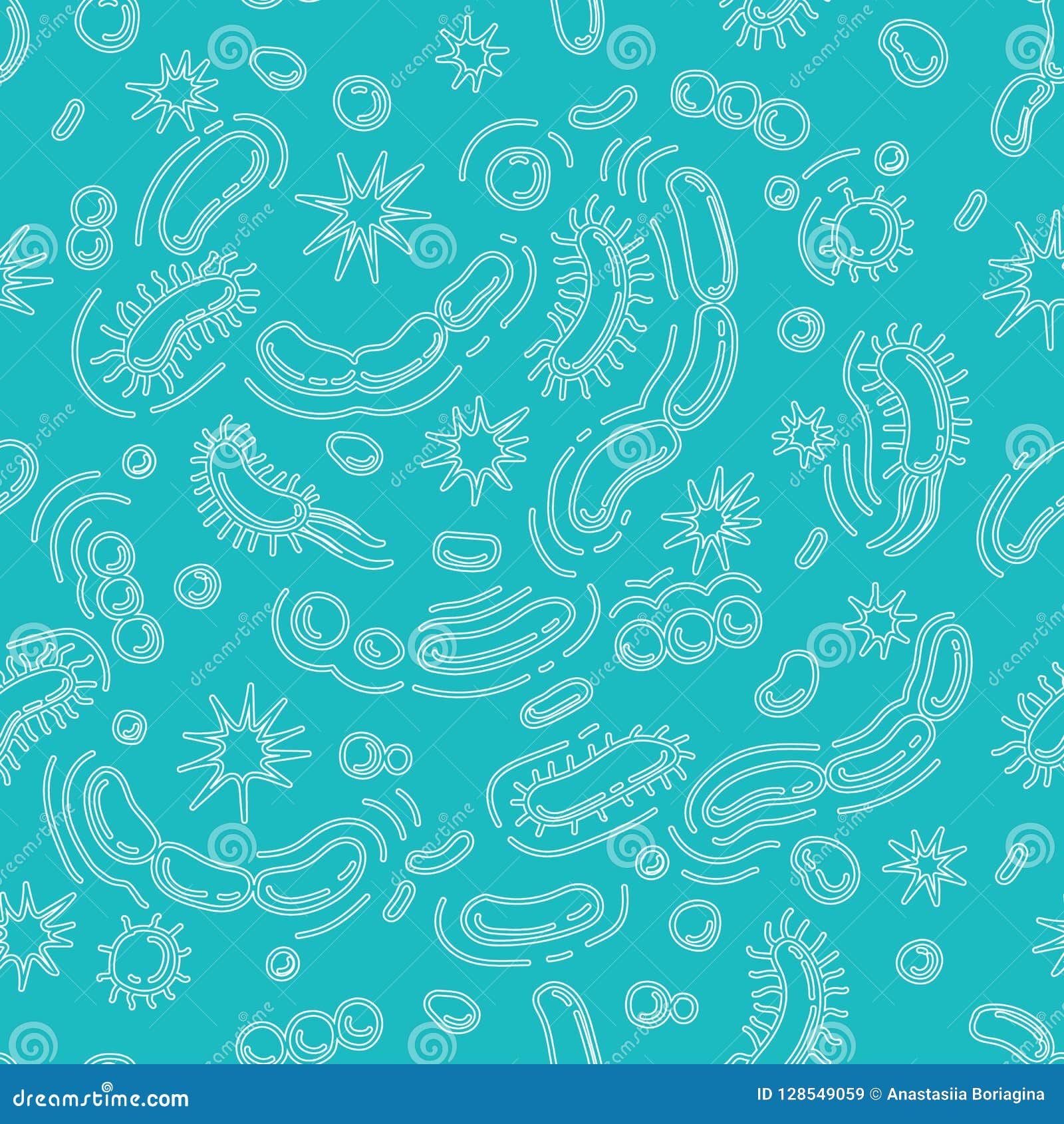 Probiotics Illustration Doodles. Drawing of Bacteria. Seamless Pattern ...