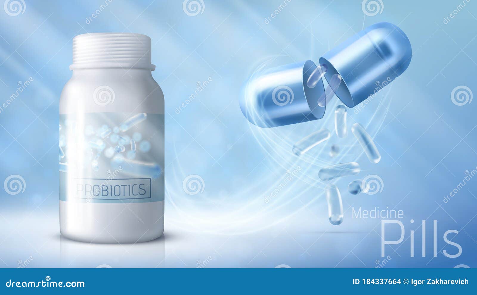 Probiotics Vector Poster Banner Template. Probiotic in Capsule Stock ...