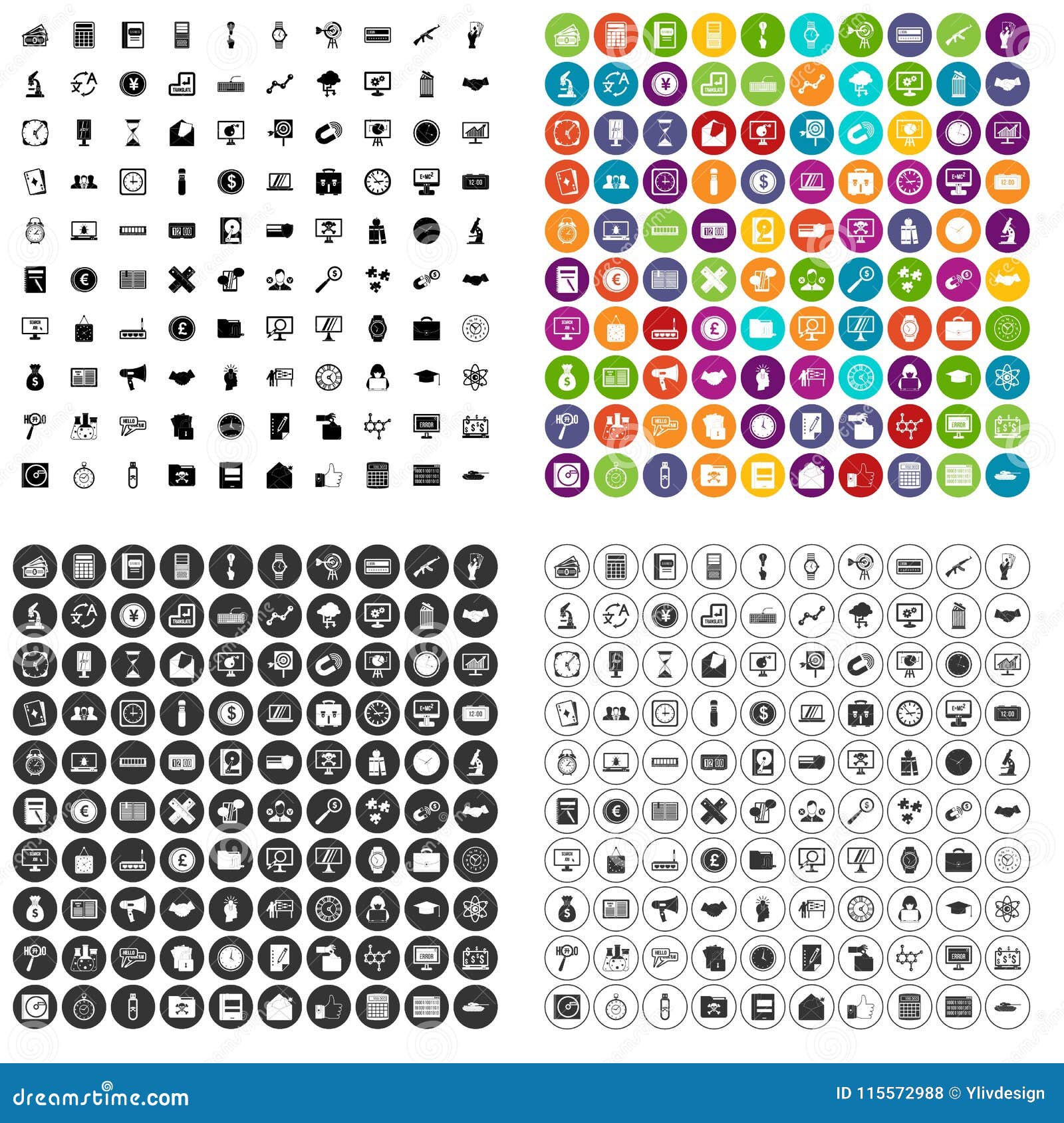 100 Probleem Het Oplossen Pictogrammen Geplaatst Vectorvariant Vector ...