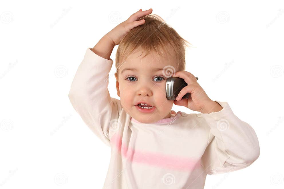 Problem baby with phone stock image. Image of childhood - 1819471