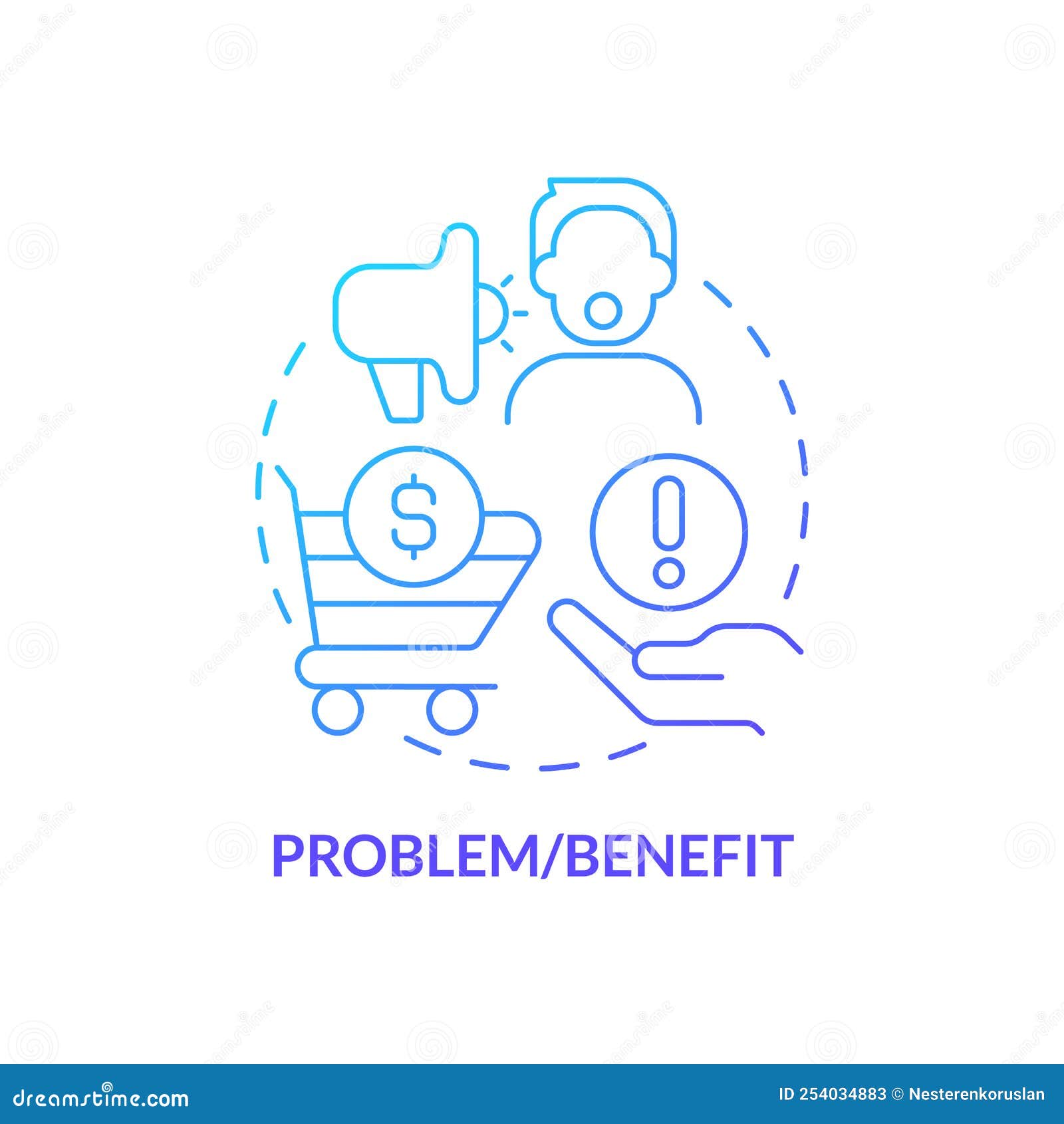 Problem and Benefit Blue Gradient Concept Icon Stock Vector ...