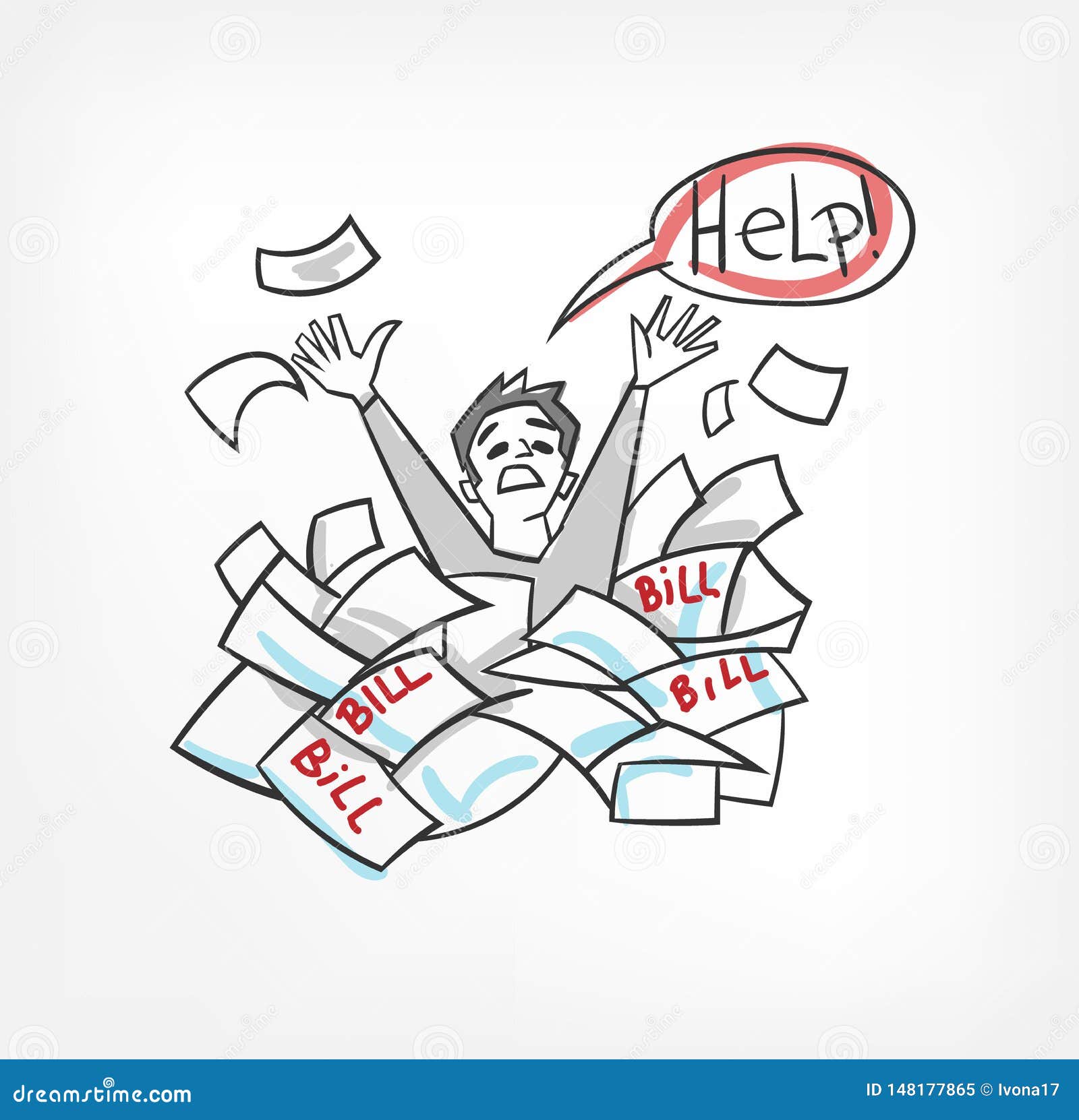 Problem with Bills Concept Vector Illustration Yelling for Help Man ...