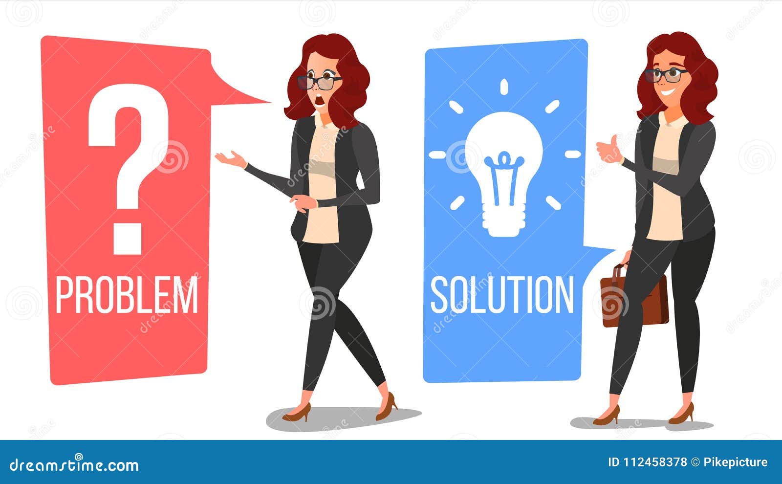 Problem Concept Vector. Thinking Woman. Problem Solving. Question Mark ...