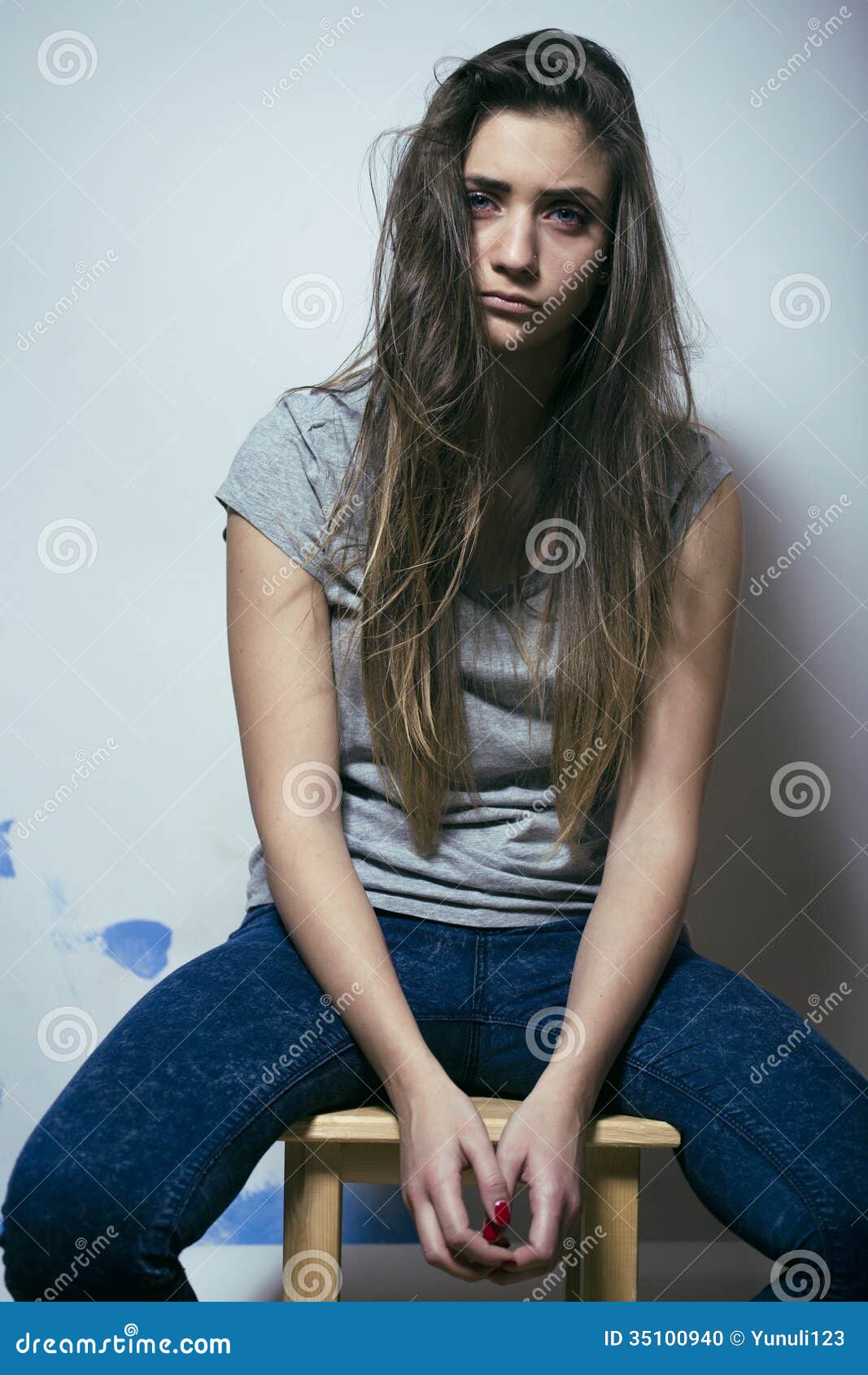 Problem Depressioned Teenage with Messed Hair and Sad Face Stock Photo ...