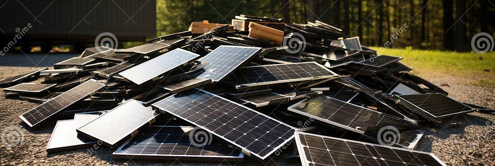 Problem of Disposal and Recycling of Solar Panels Stock Illustration ...