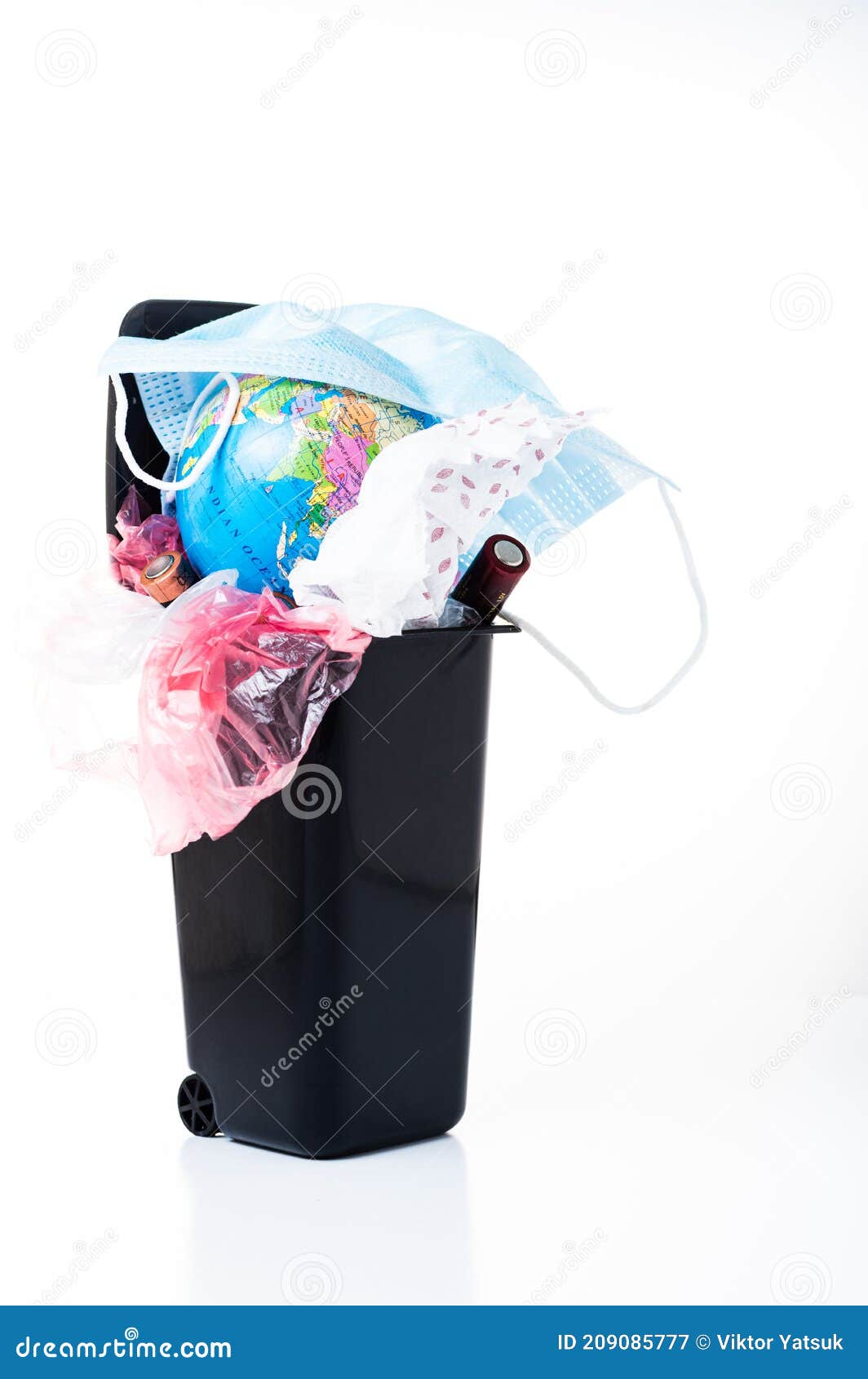 The Problem of Ecology and Global Pollution. Used Medical Masks Stock ...