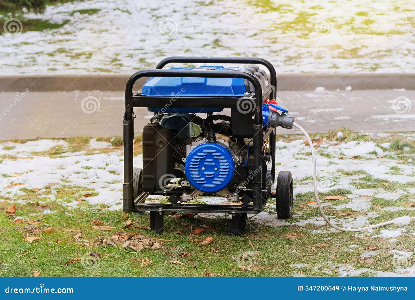 Portable Gasoline Pump Mounted On A Trolley To Retrieve Water From ...