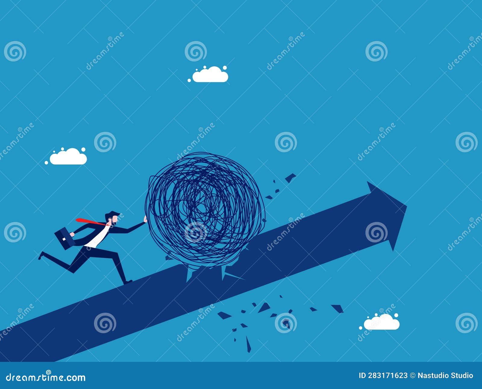 Problem Grows. Businessman Pushing Problems Stock Vector - Illustration ...