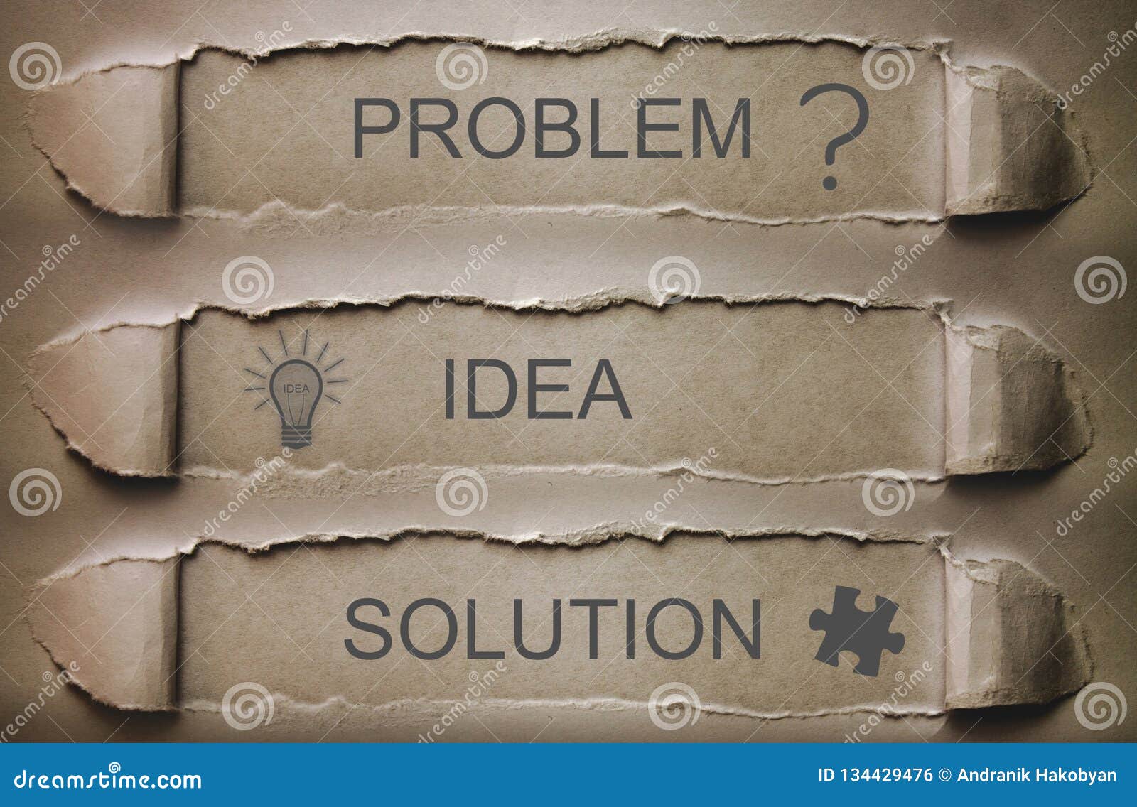 Problem, Idea, Solution on Torn Paper. Stock Photo - Image of business ...