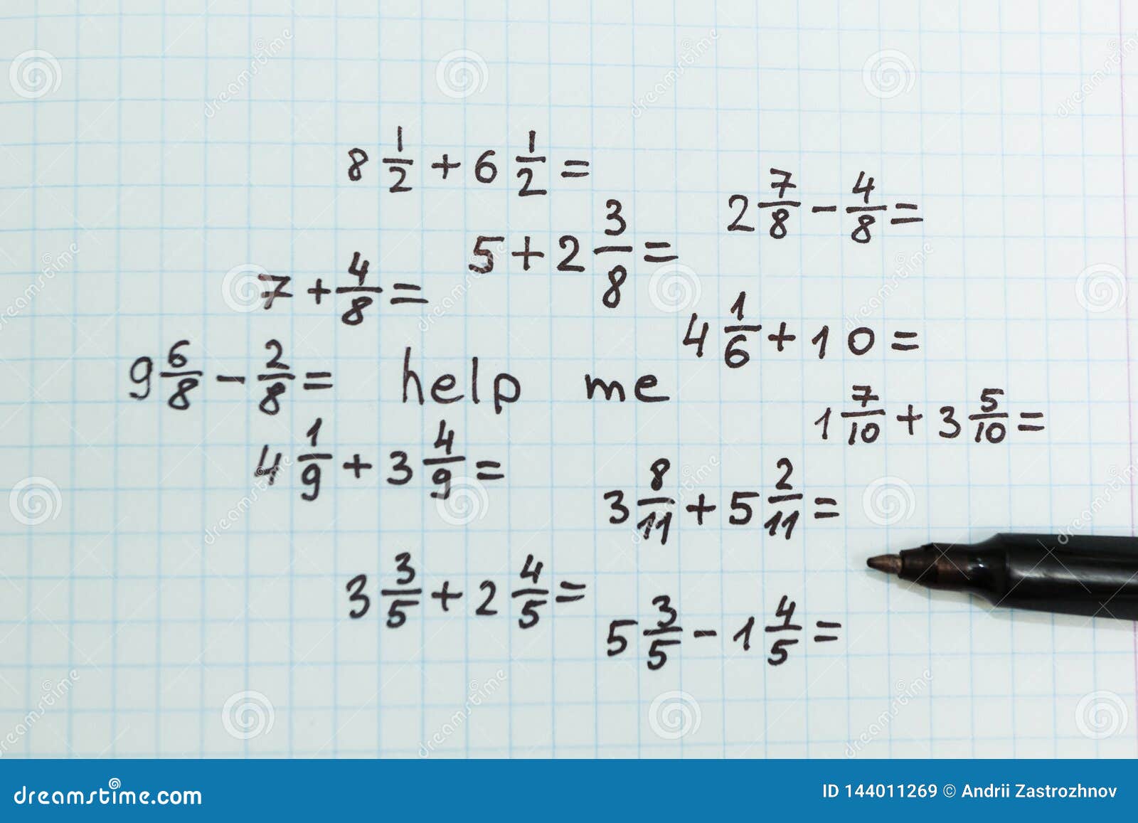 The Problem in Mathematics is Help Me. Top View Stock Image - Image of ...