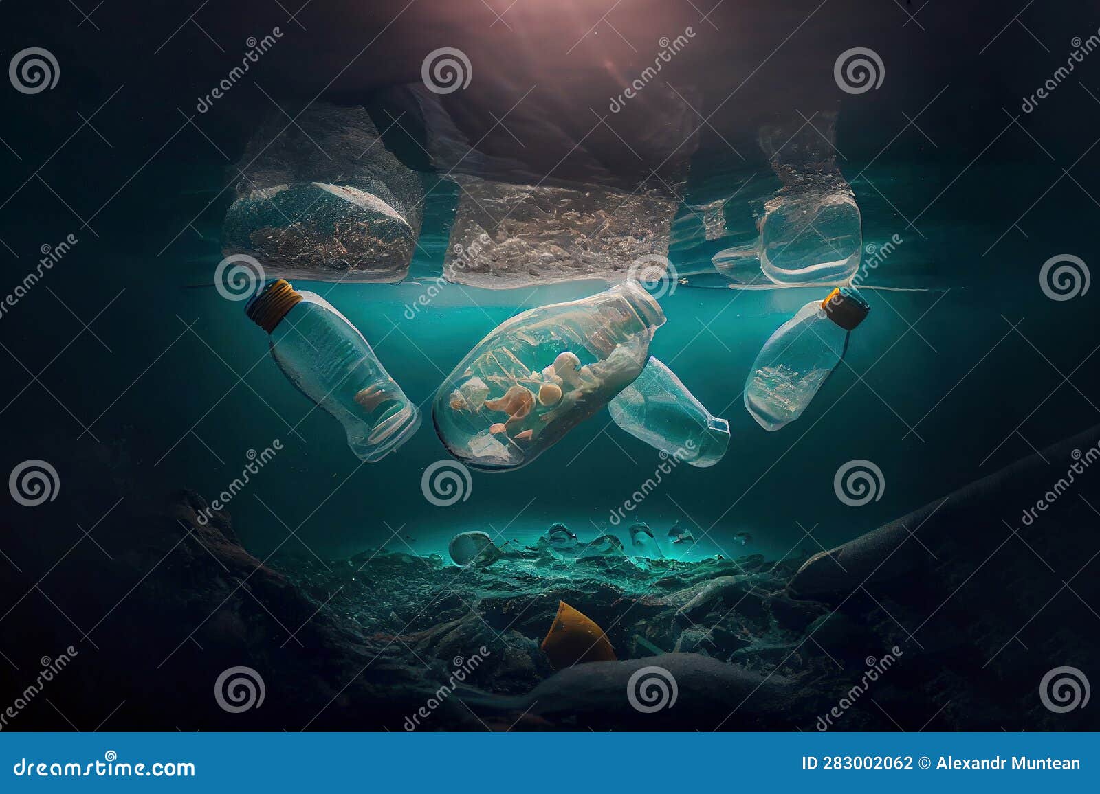 Problem Plastic Bottles and Microplastics Floating in the Open Ocean ...