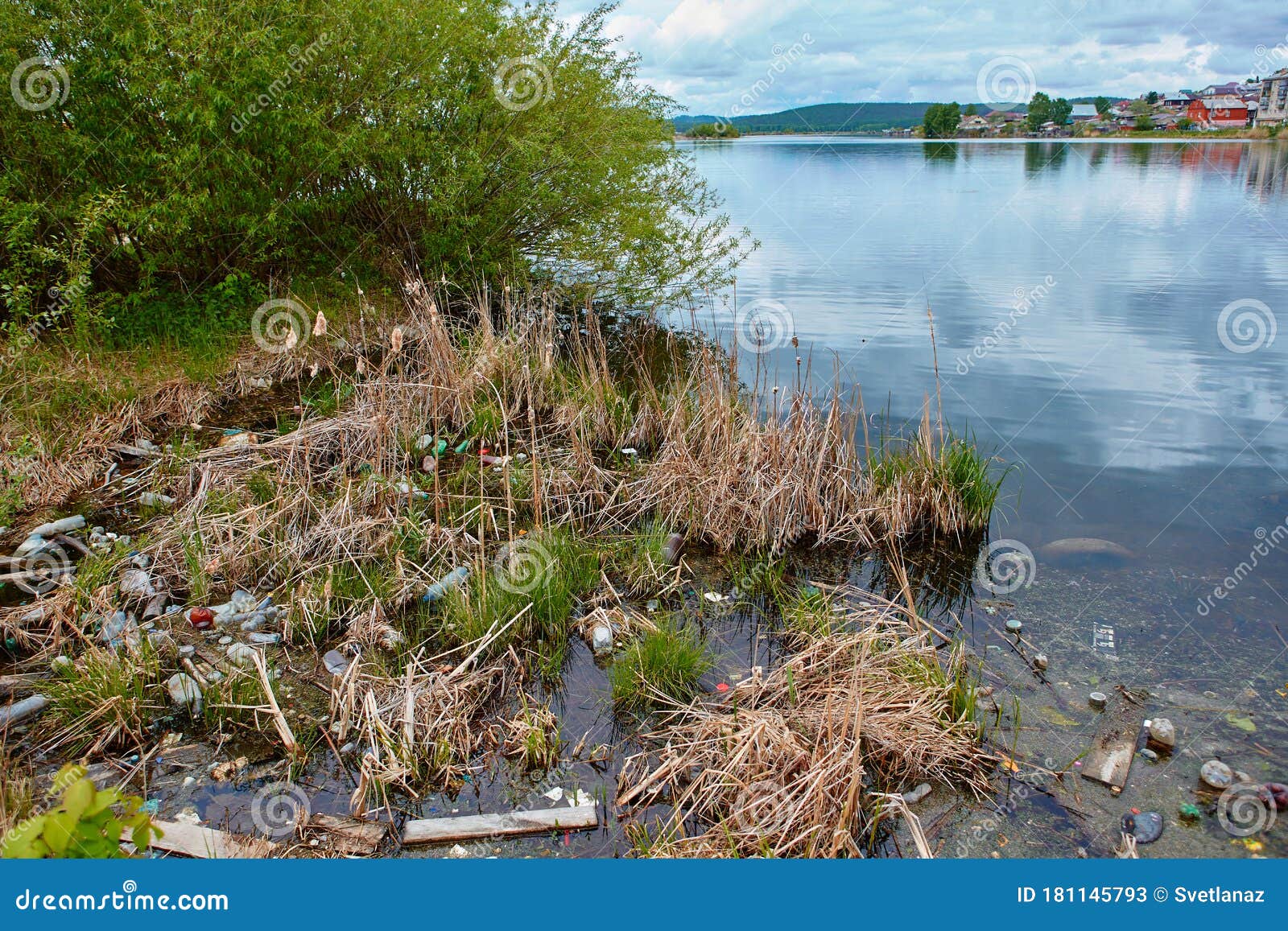 The Problem of Pollution and Ecology of Reservoirs. Garbage on the ...
