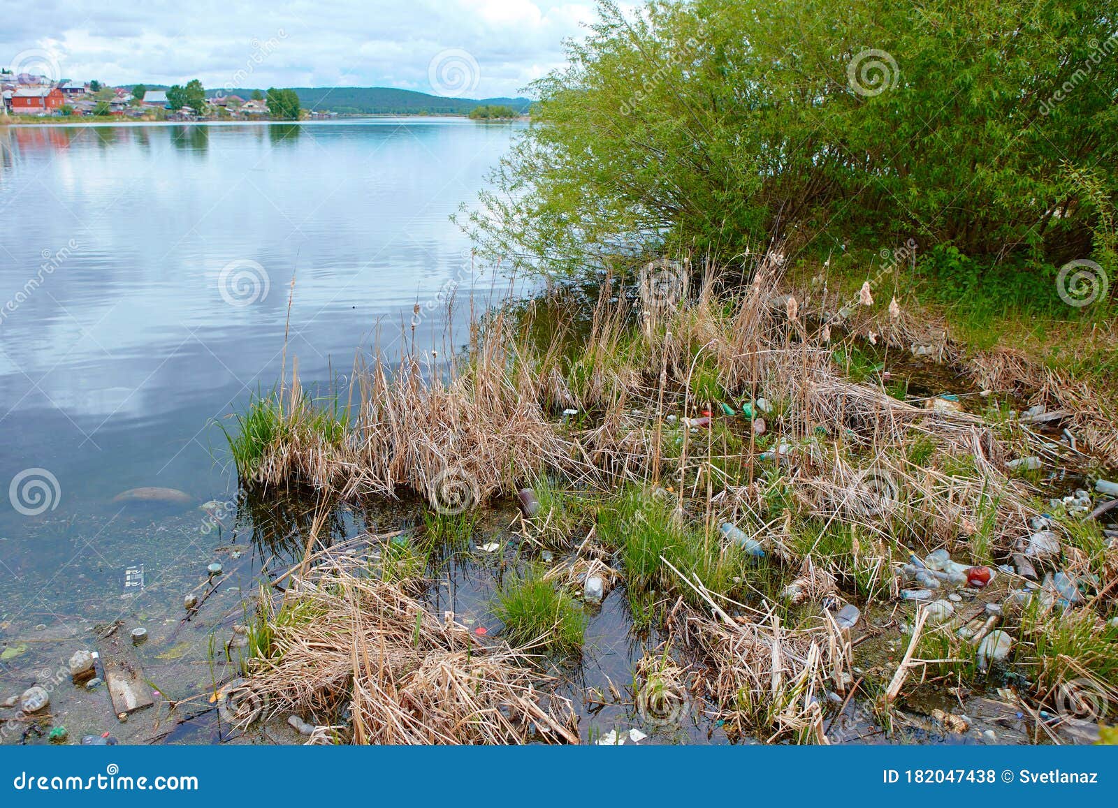 The Problem of Pollution and Ecology of Reservoirs. Garbage on the ...