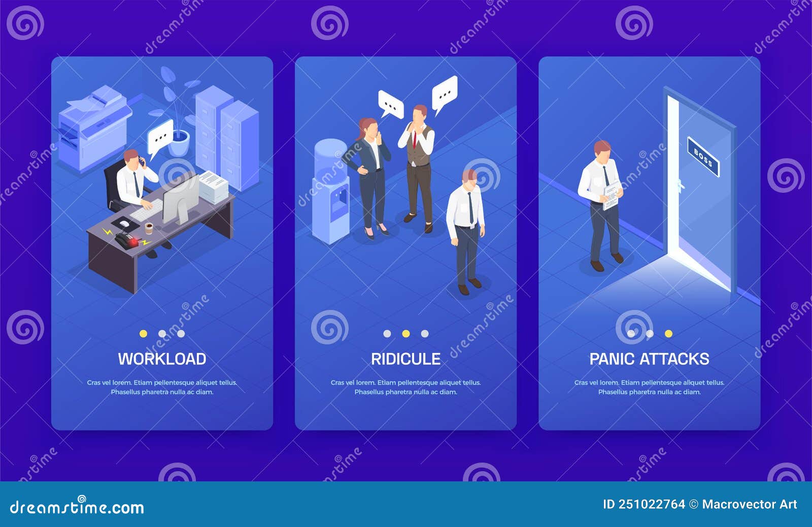 Problem Situations at Work Isometric Banner Set Stock Vector ...