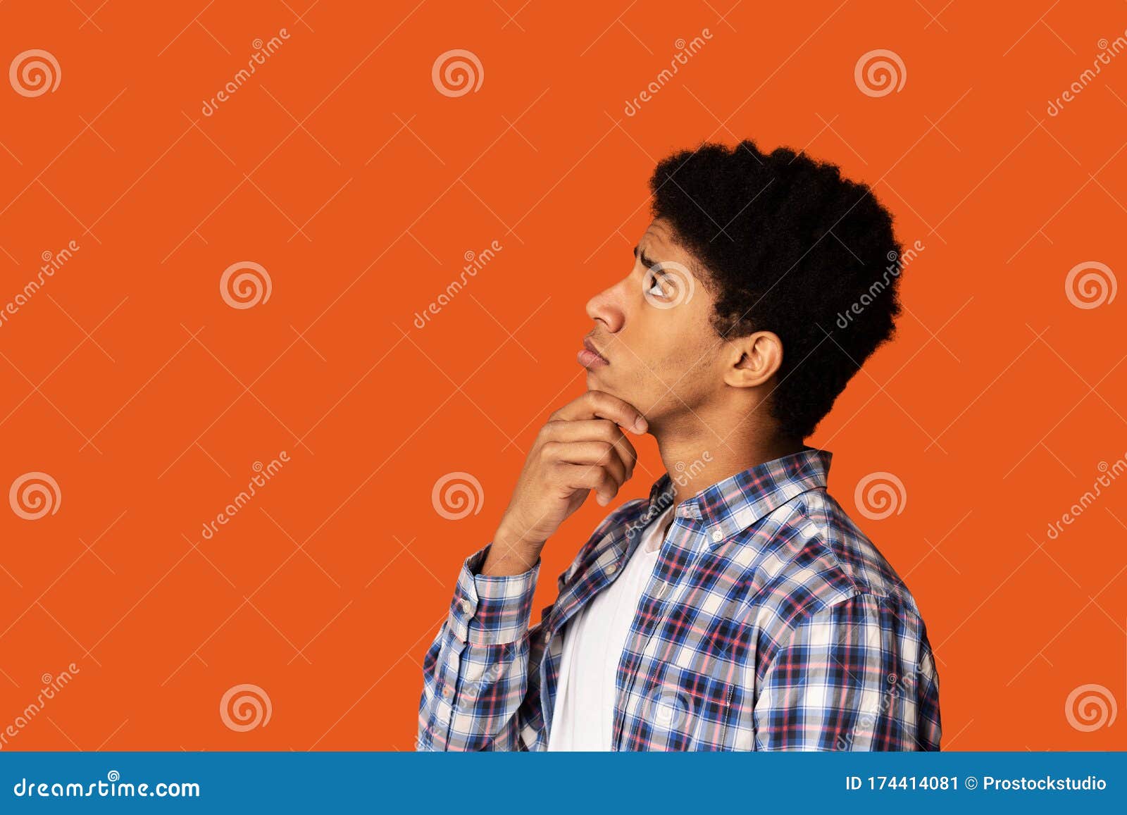 Problem Solution. African-American Man Deep in Thought on Color ...