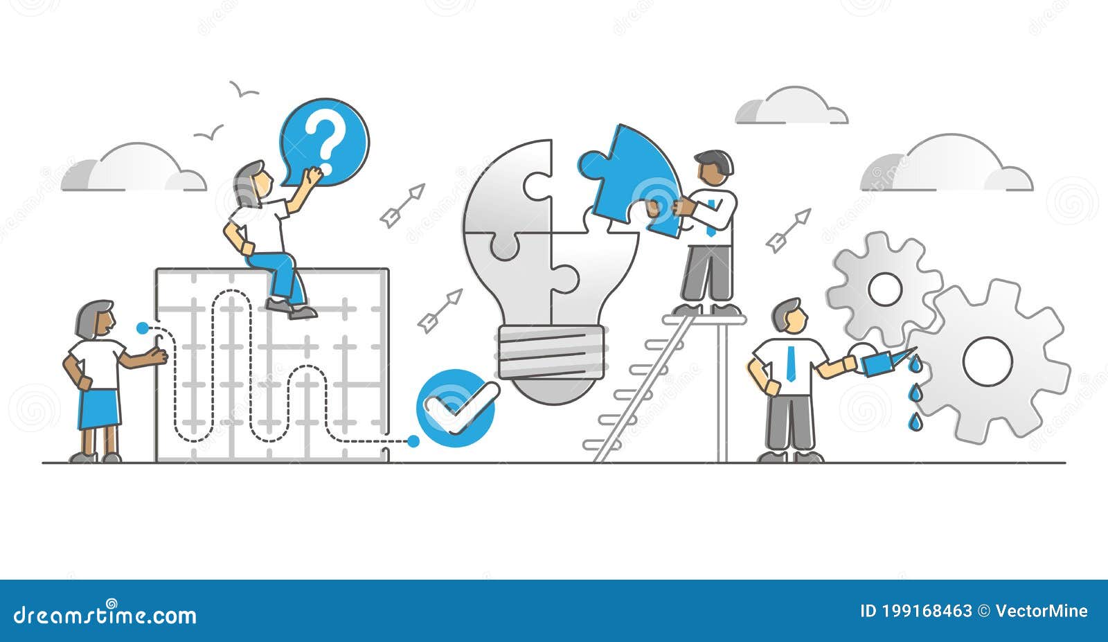 Problem Solution In Difficult Business Situations Monocolor Outline ...