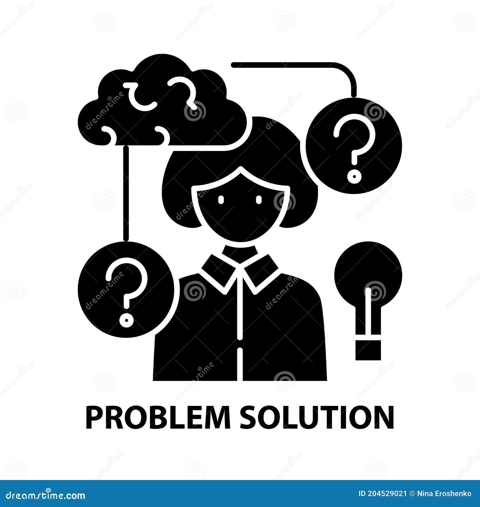 Problem Solution Icon, Black Sign with Strokes, Concept Illustration ...