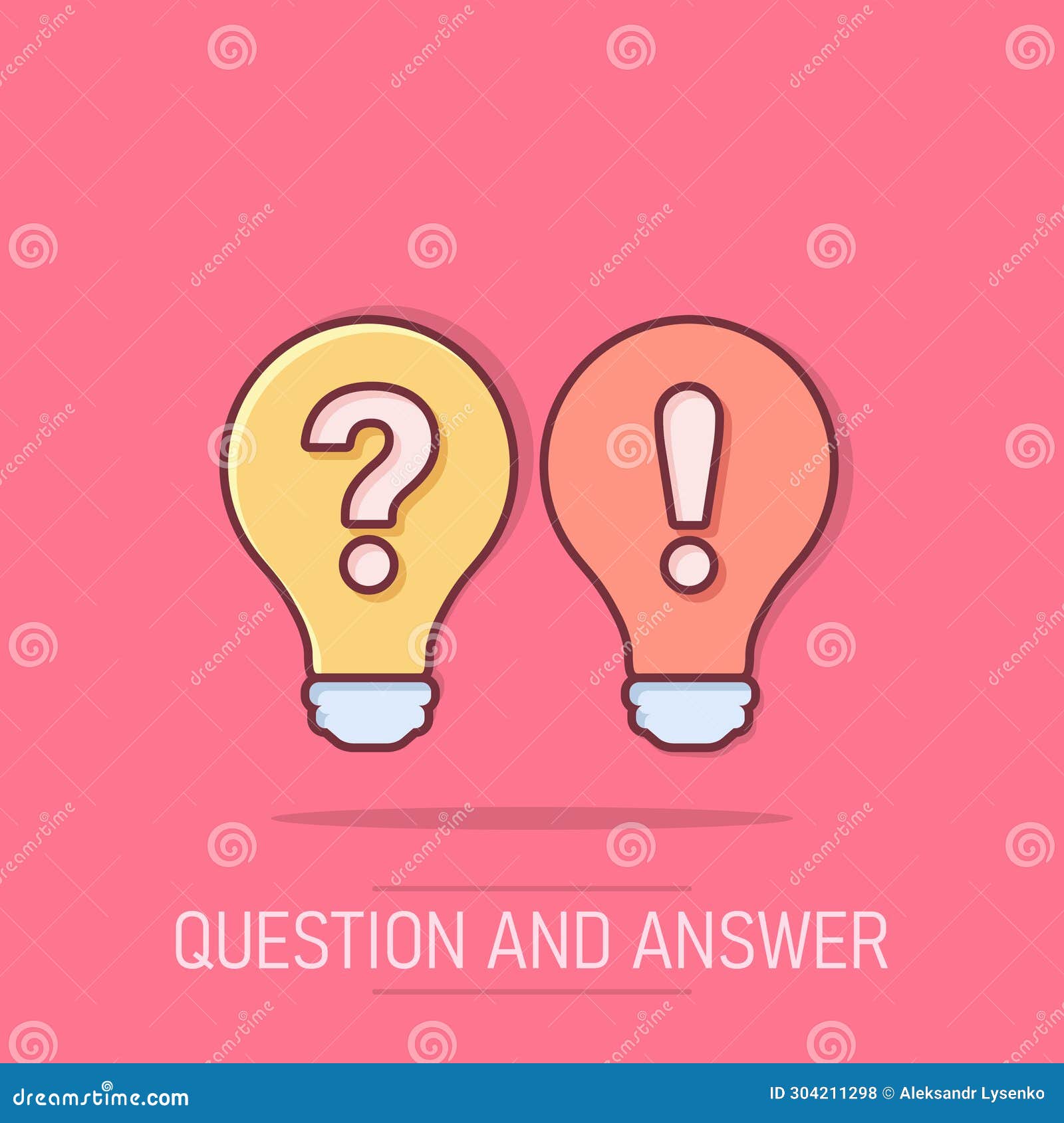 Problem Solution Icon in Comic Style. Light Bulb Idea Vector Cartoon ...