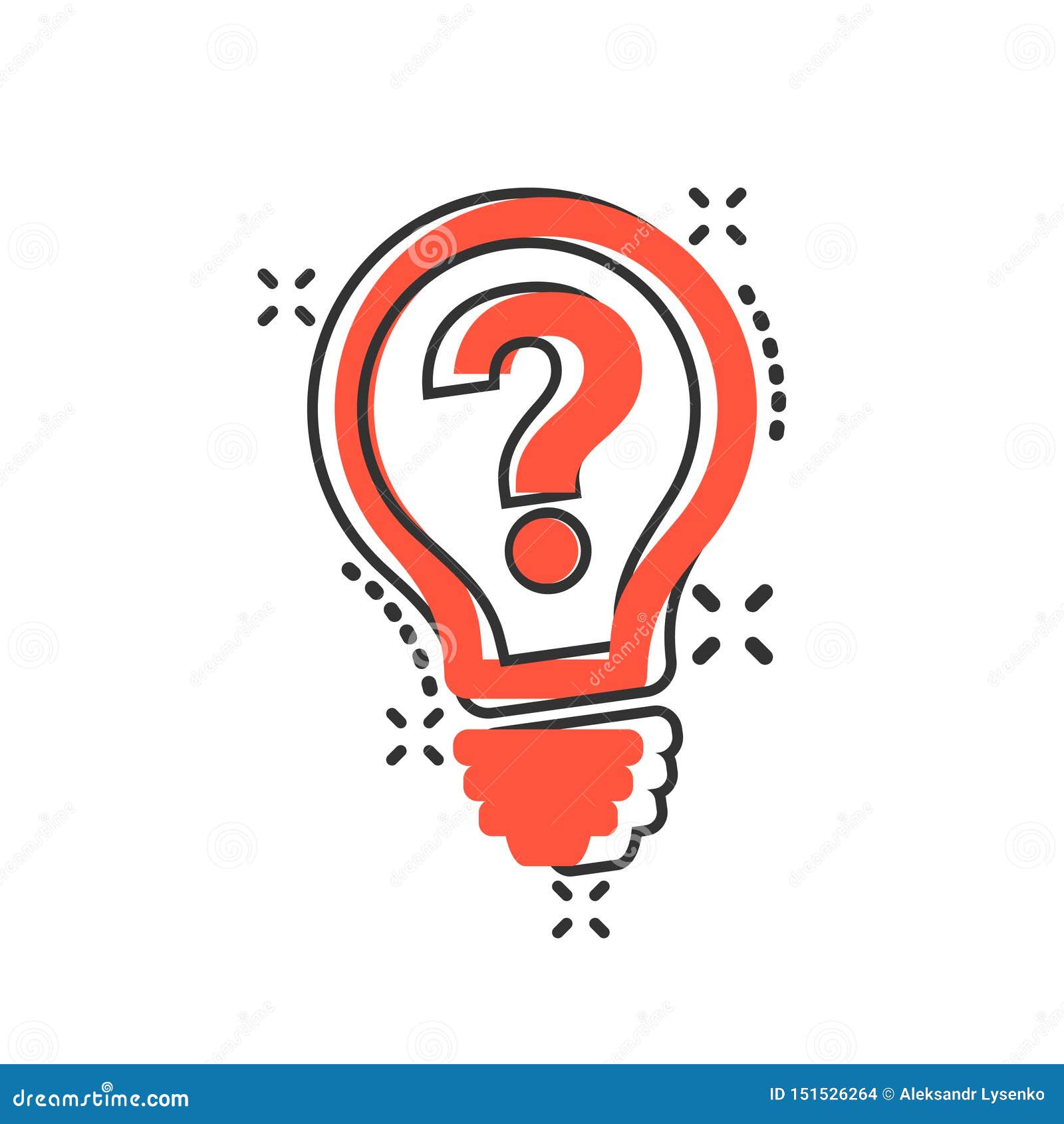 Problem Solution Icon in Comic Style. Light Bulb Idea Vector Cartoon ...