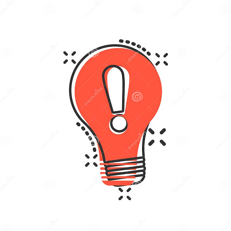 Problem Solution Icon in Comic Style. Light Bulb Idea Vector Cartoon ...