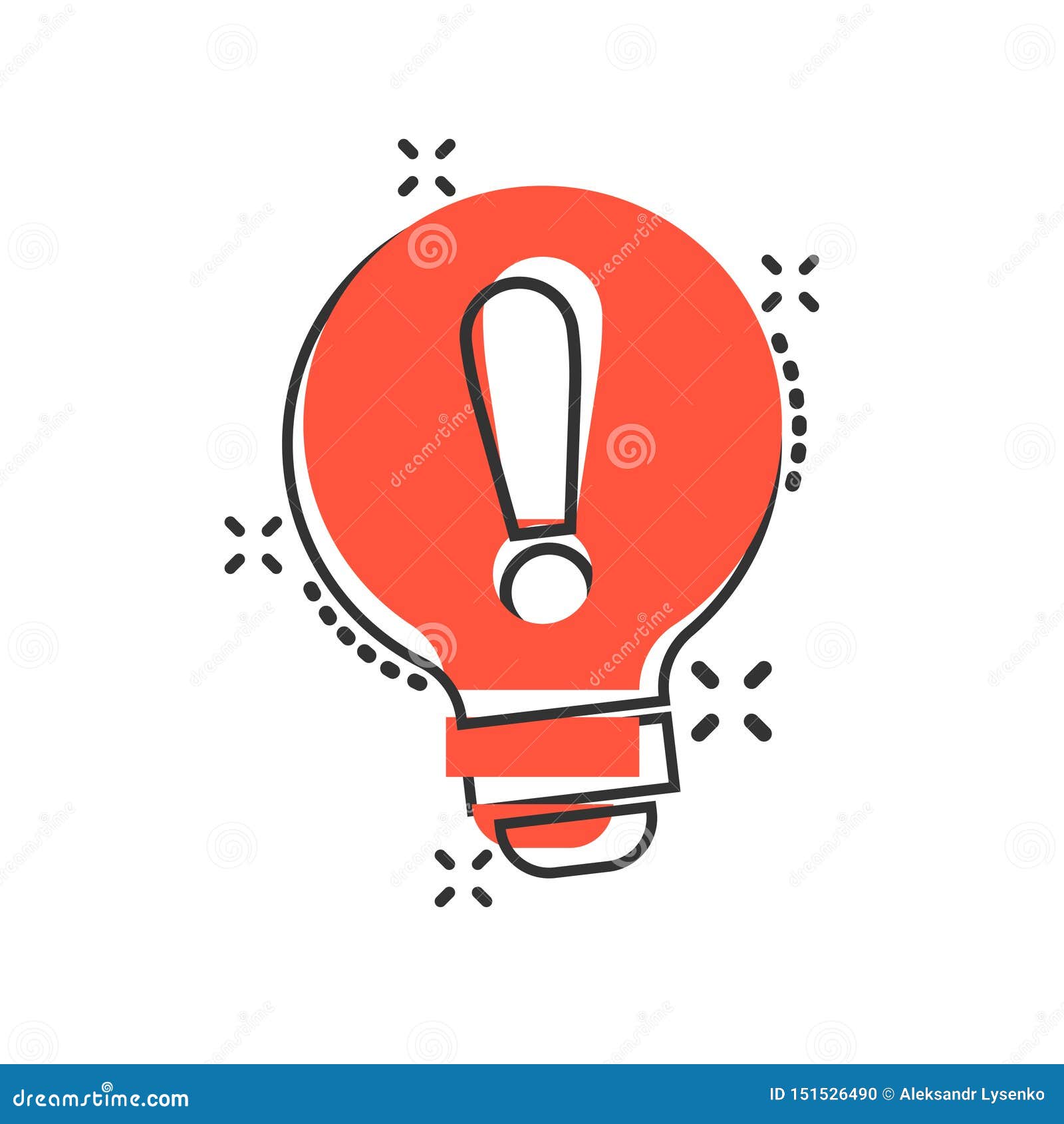 Problem Solution Icon in Comic Style. Light Bulb Idea Vector Cartoon ...