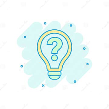 Problem Solution Icon in Comic Style. Light Bulb Idea Vector Cartoon ...