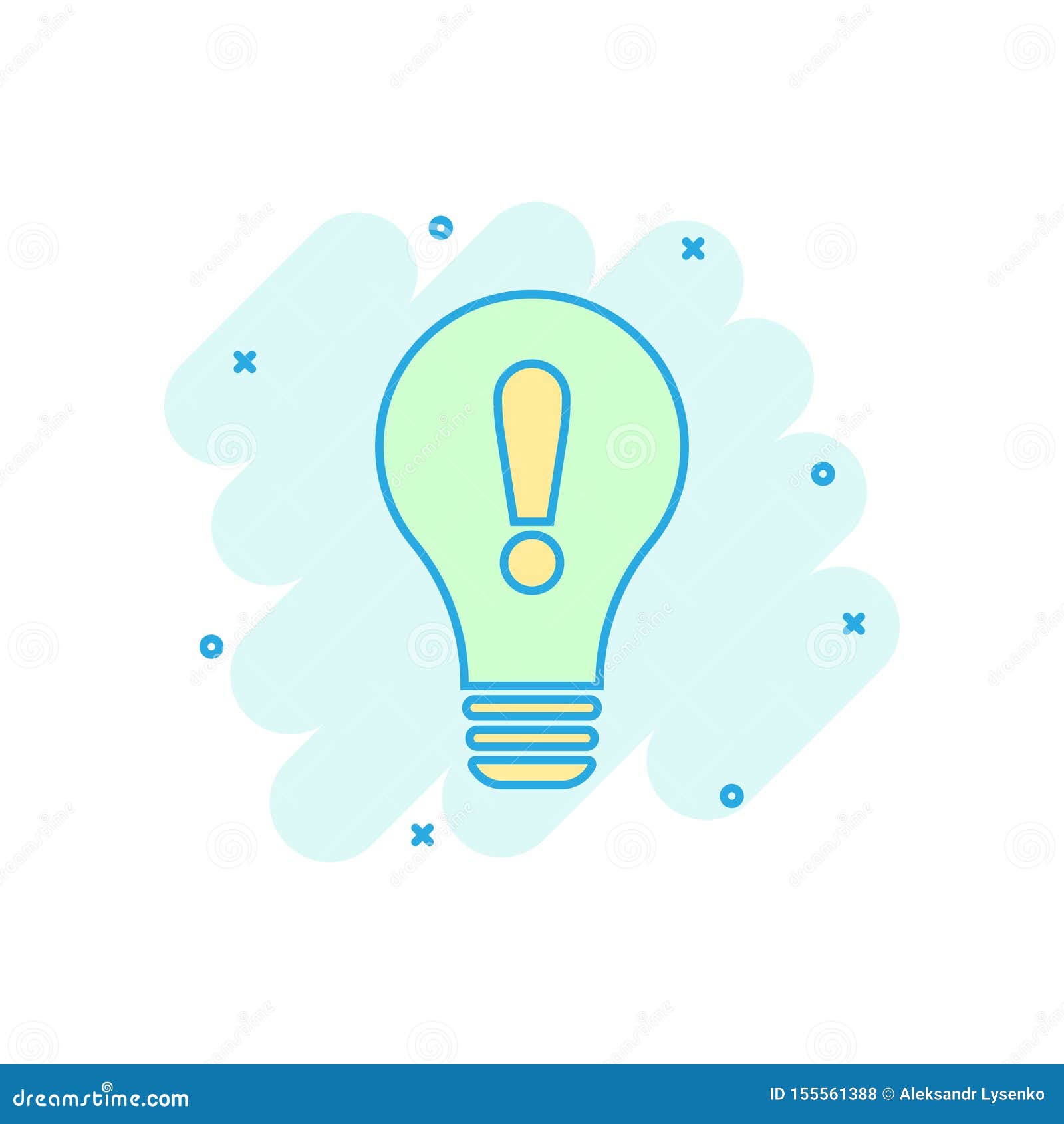 Problem Solution Icon in Comic Style. Light Bulb Idea Vector Cartoon ...
