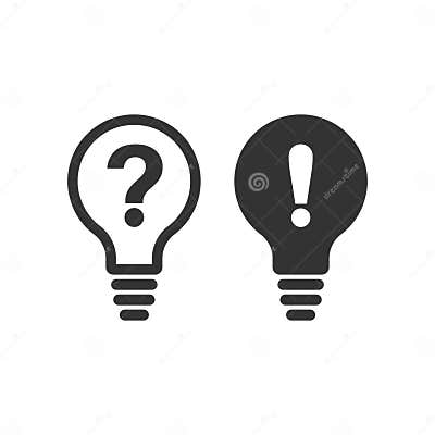 Problem Solution Icon in Flat Style. Light Bulb Idea Vector ...