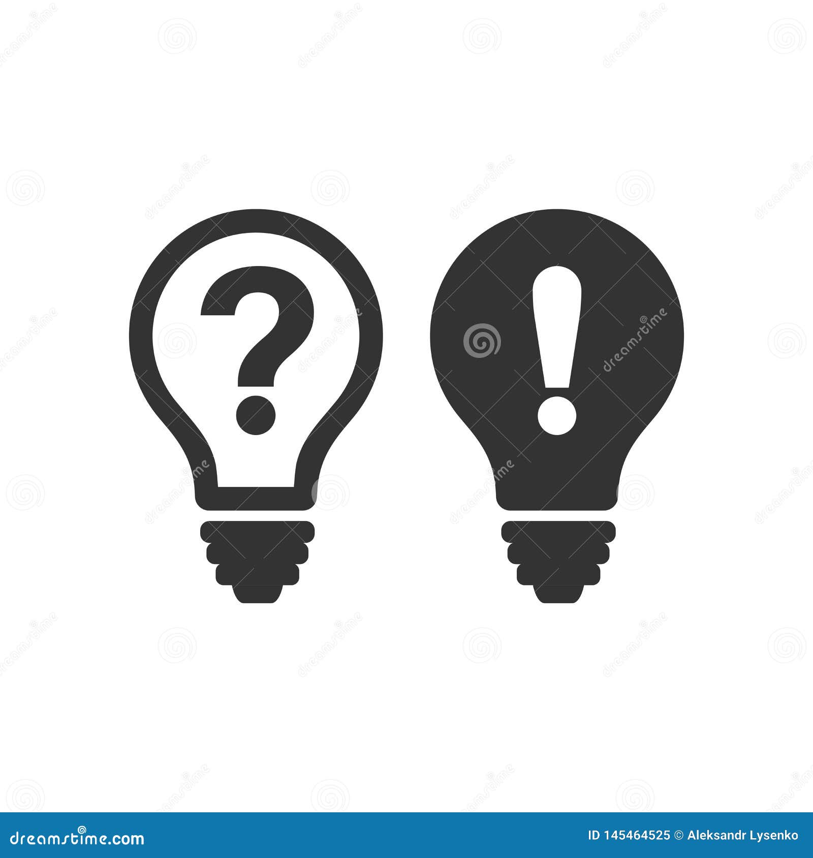 Problem Solution Icon in Flat Style. Light Bulb Idea Vector ...