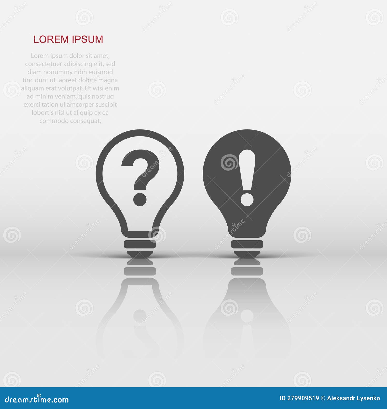 Problem Solution Icon in Flat Style. Light Bulb Idea Vector ...