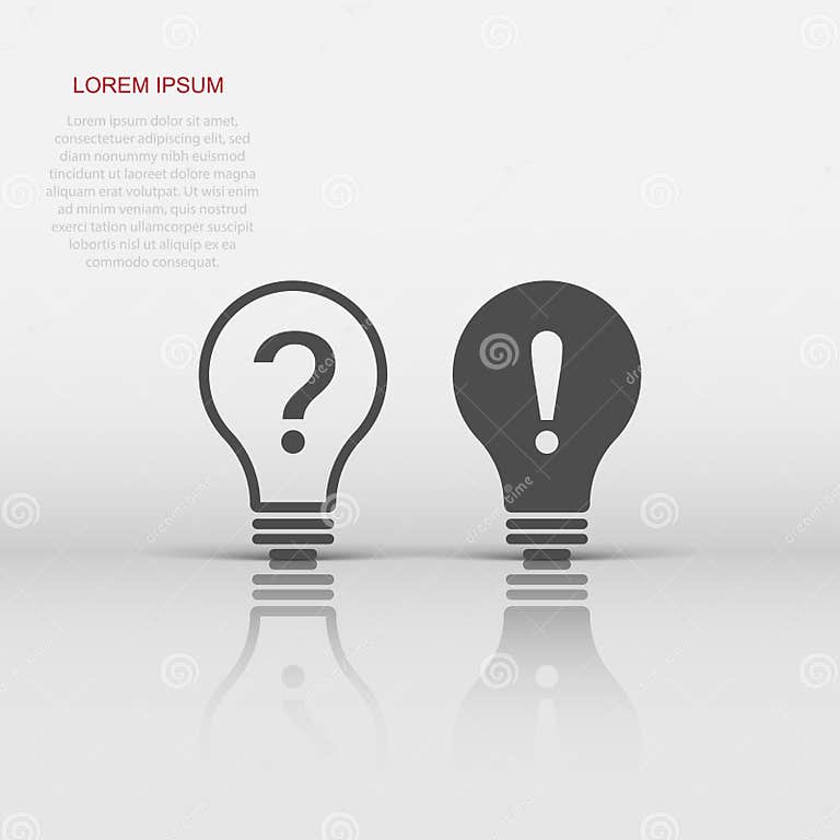 Problem Solution Icon in Flat Style. Light Bulb Idea Vector ...