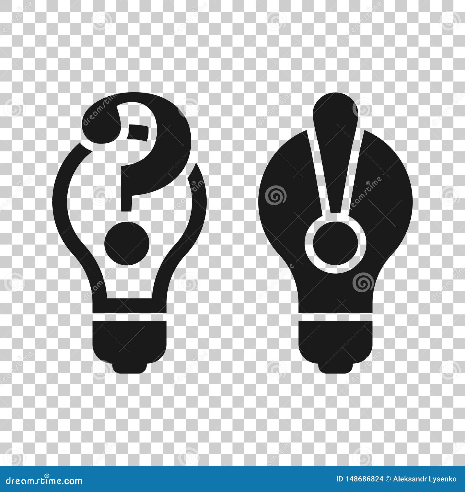 Problem Solution Icon in Transparent Style. Light Bulb Idea Vector ...