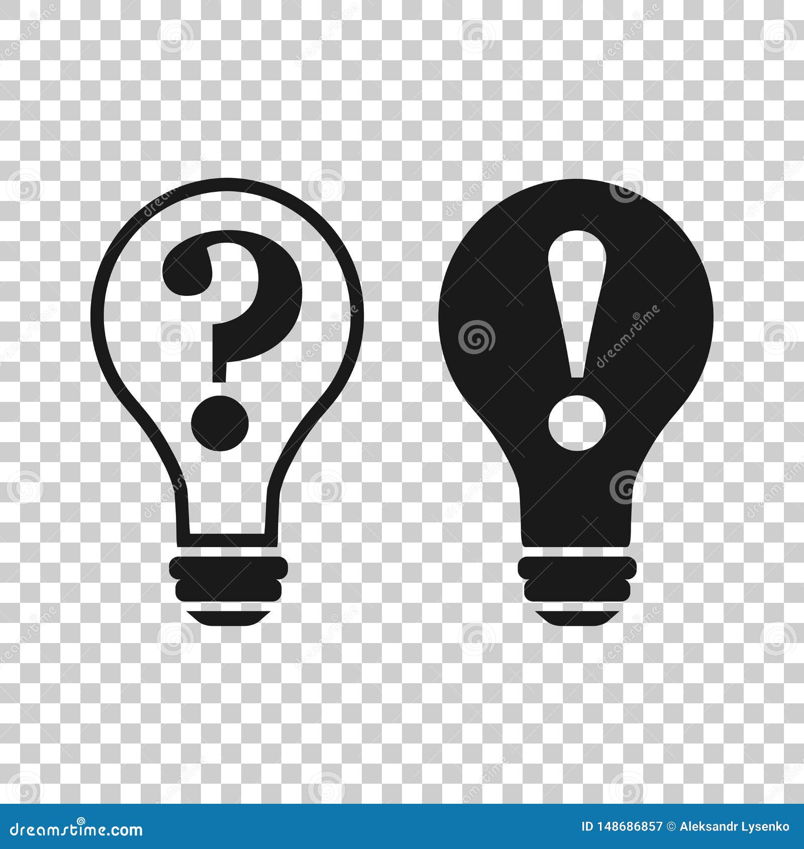 Problem Solution Icon in Transparent Style. Light Bulb Idea Vector ...