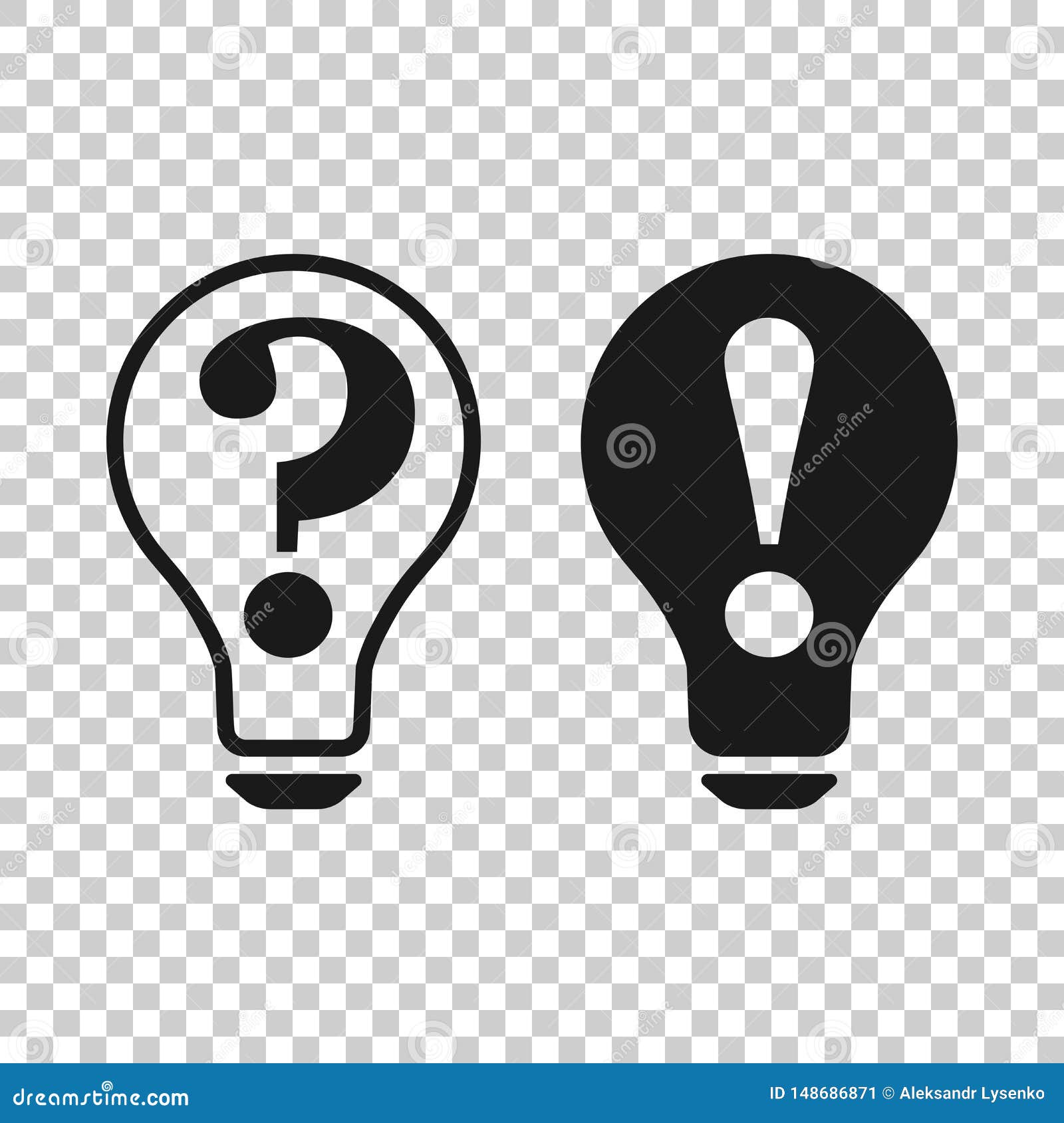 Problem Solution Icon in Transparent Style. Light Bulb Idea Vector ...