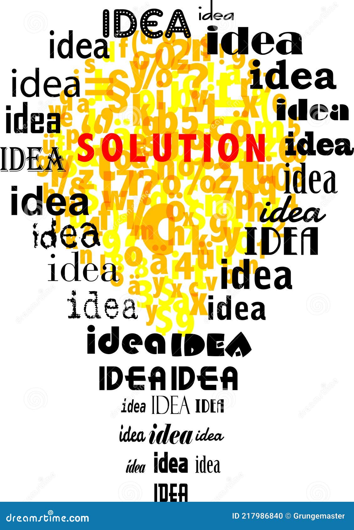 Problem, Solution And Idea Concept,with Tag Cloud And Lightbulb. Vector ...