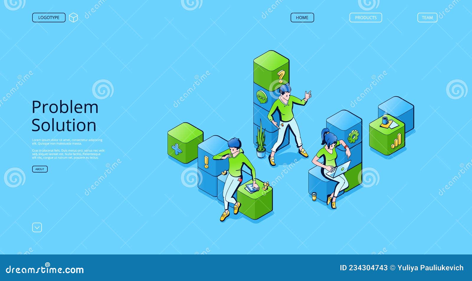 Problem Solution Isometric Landing Page, Business Stock Vector ...