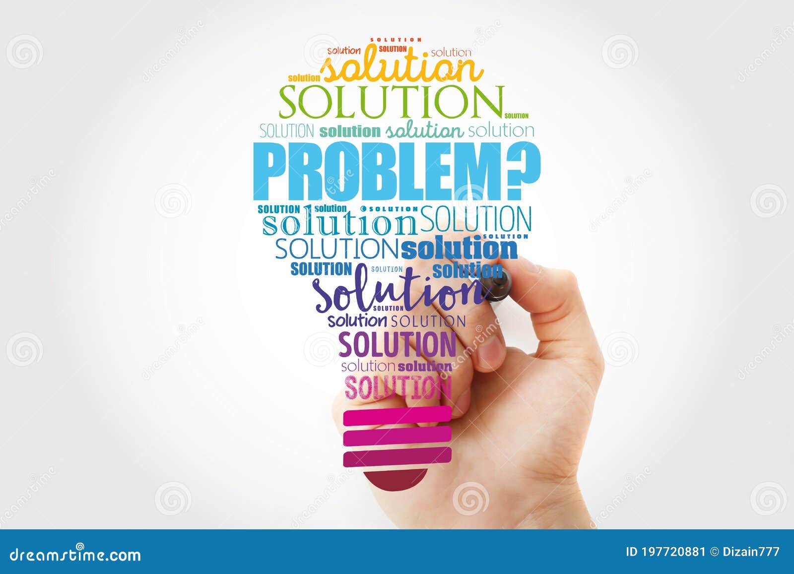 Problem and Solution Light Bulb Word Cloud Collage, Business Concept ...