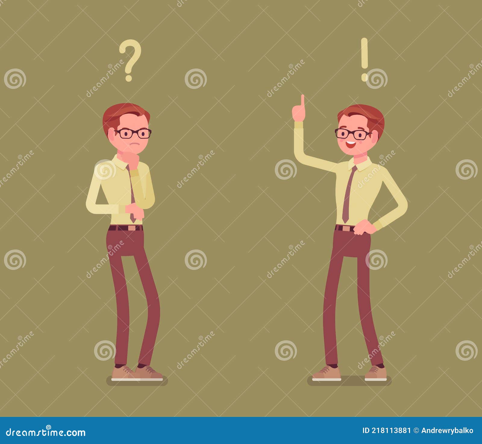 Problem and Solution, Man Thinking with Question, Exclamation Marks ...