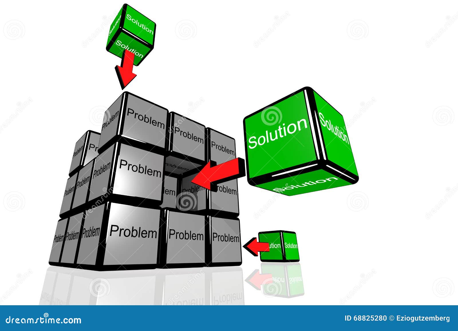 Problem and Solution Symbolized with Flying Boxes Stock Illustration ...